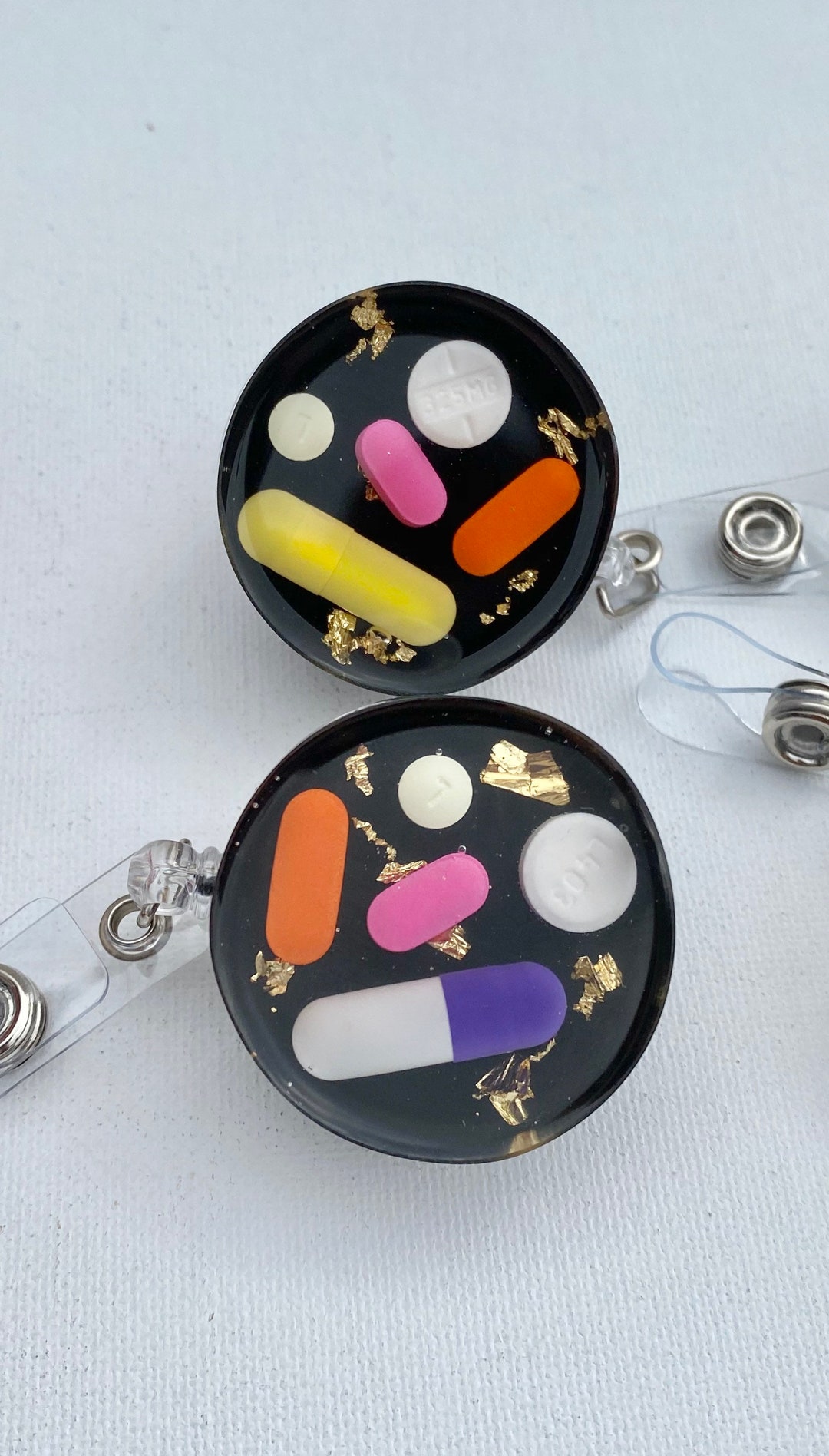 Pill Badge Reel, Nurse or Pharmacy Tech Rx Id Real Pill Resin Badge ...