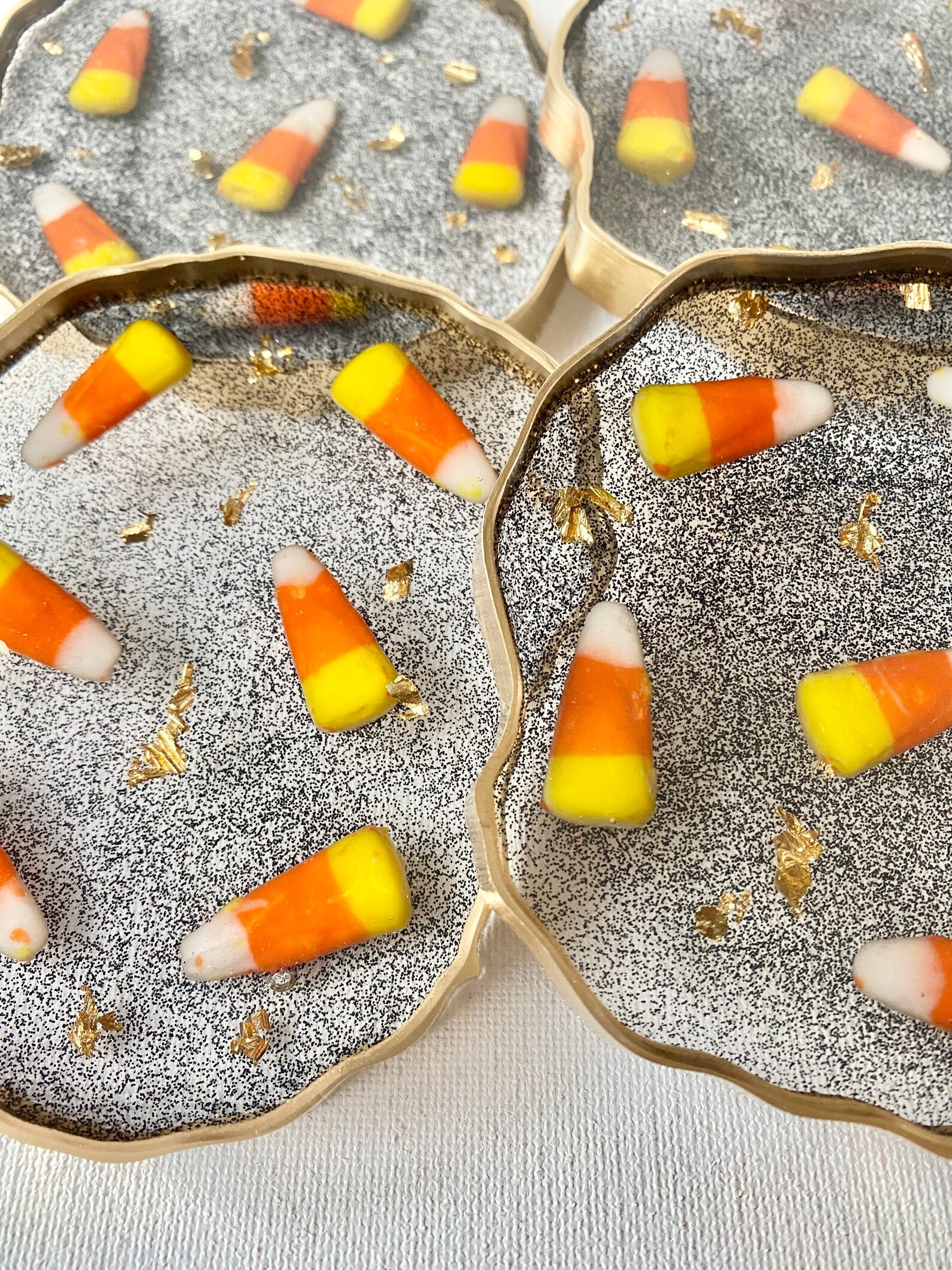 Halloween Candy Corn Resin Coaster Set Clear With Black - Etsy
