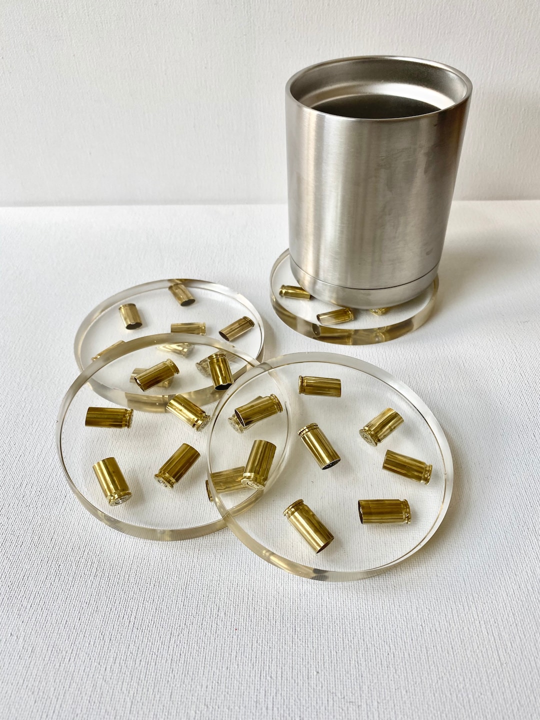 Bullet Shell Brass Casing Ammo Resin Coasters- Art Deco Handmade ...