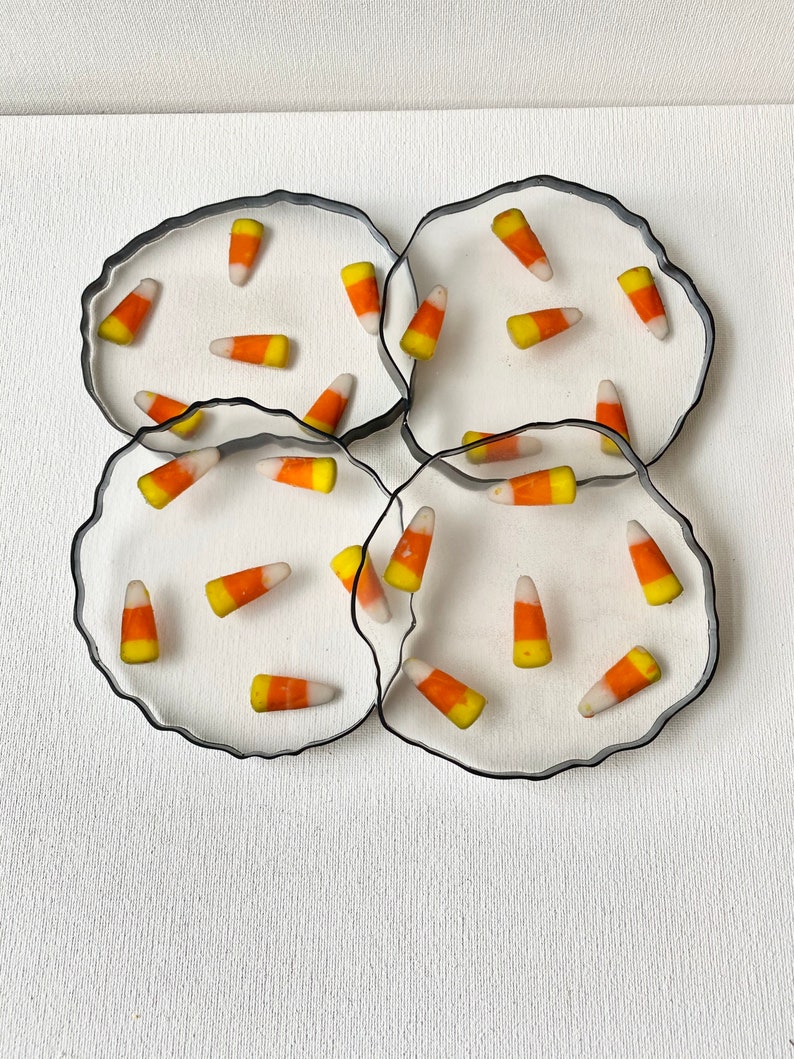 Halloween Candy Corn Resin Coaster Set- Clear Agate Epoxy Coasters ...