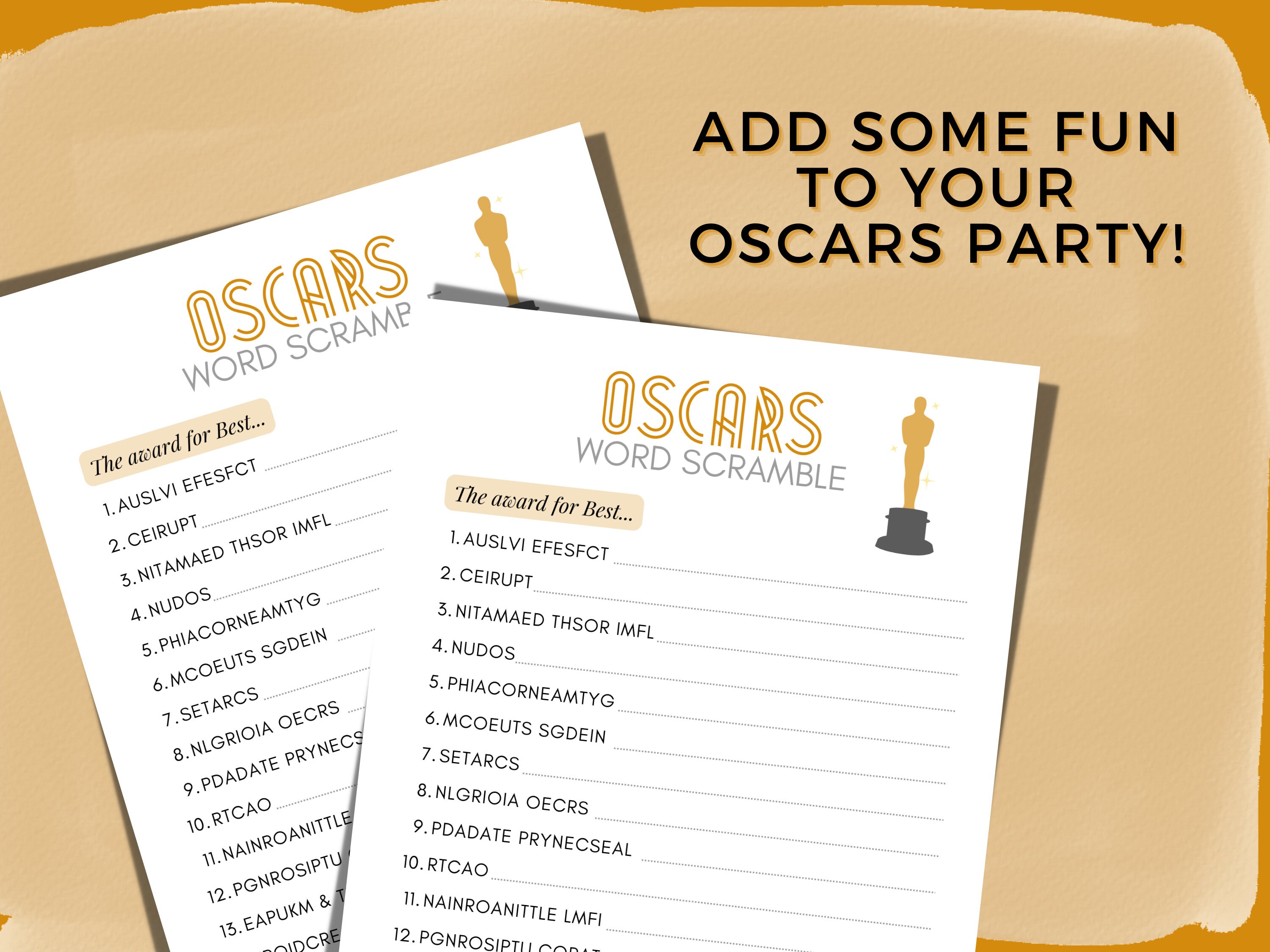 Oscars Word Scramble 2023 Oscars Party Game Academy Awards Night ...