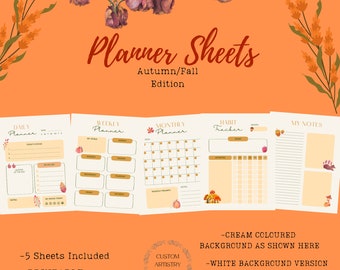 Printable Fall and Autumn Edition Planner Sheets, Daily Planner, Weekly ...