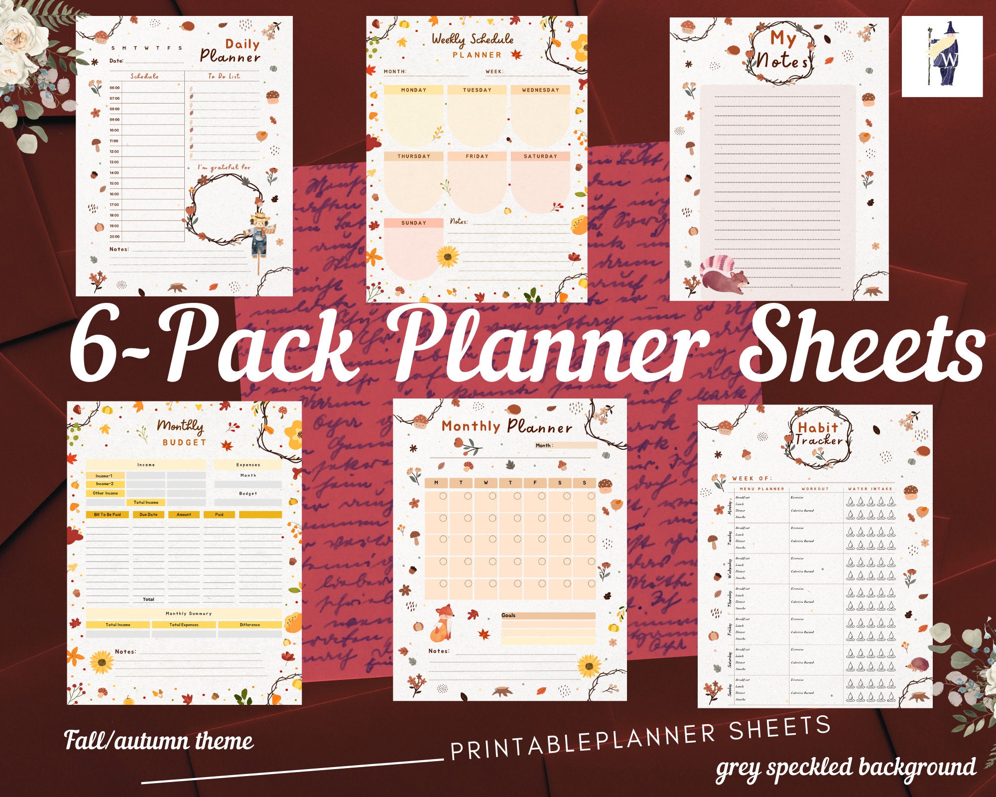 Printable Fall and Autumn Edition Planner Sheets, Daily Planner, Weekly ...