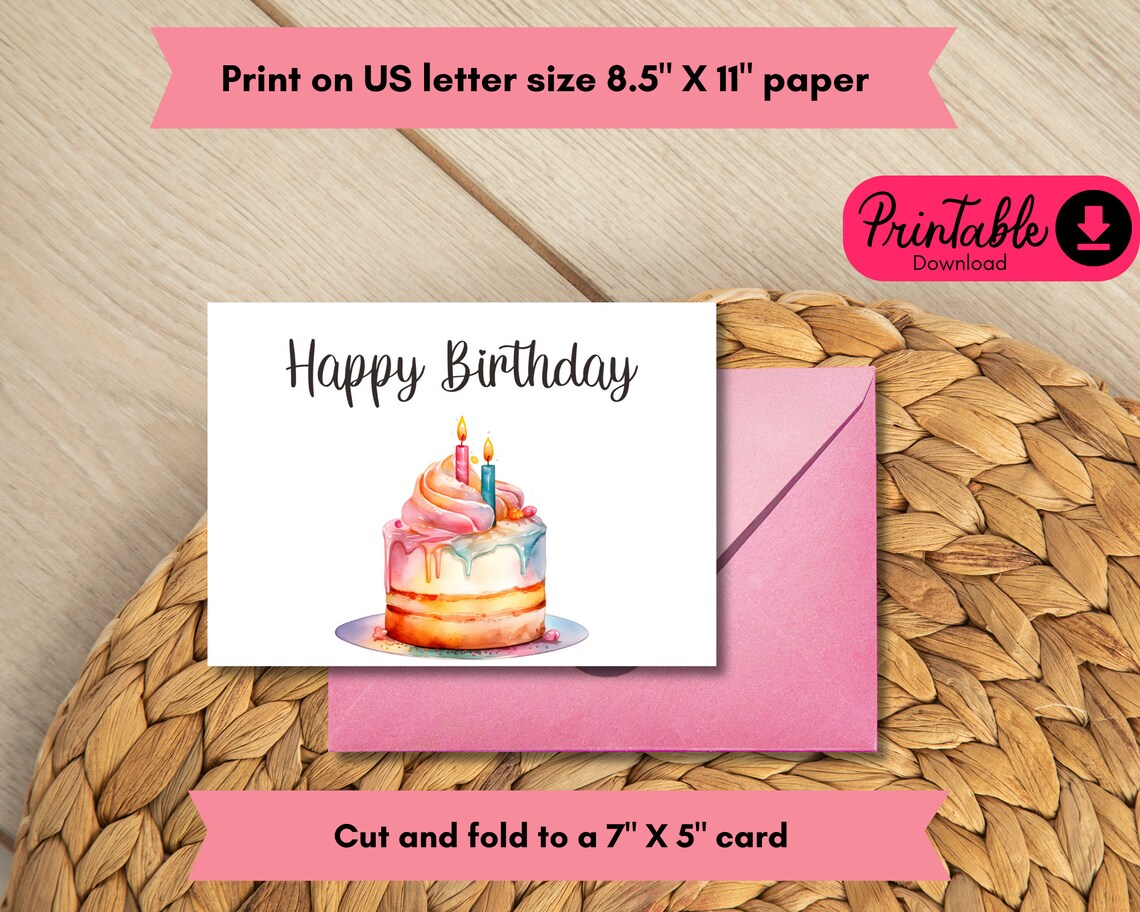 Happy Birthday Card, Digital Download, Printable Birthday Card ...