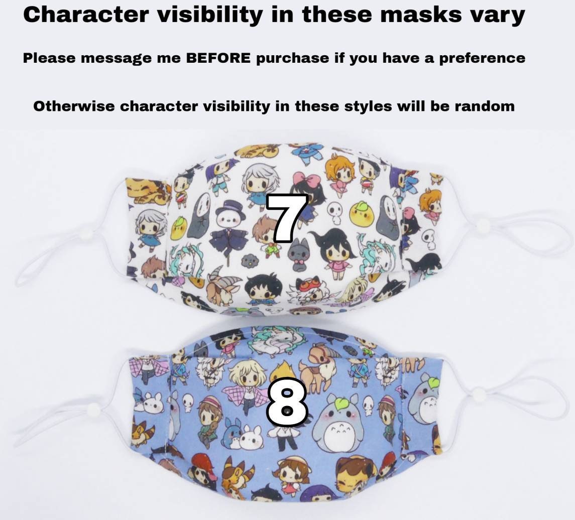 Anime Cotton Face Mask Face Covering Reusable Mask Washable | Etsy