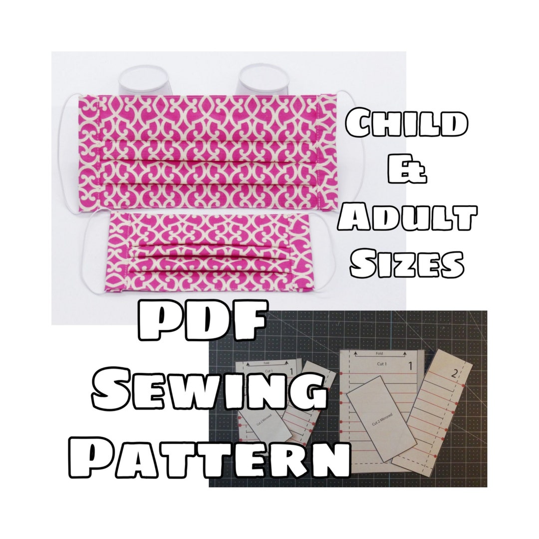 PDF Pattern Adult/child Sizes Face Mask Pleated Face Mask Reusable ...