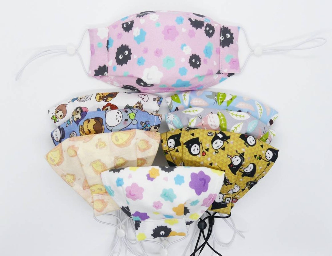 Child Size. Anime Cotton Face Mask for Kids, Face Covering, Reusable ...
