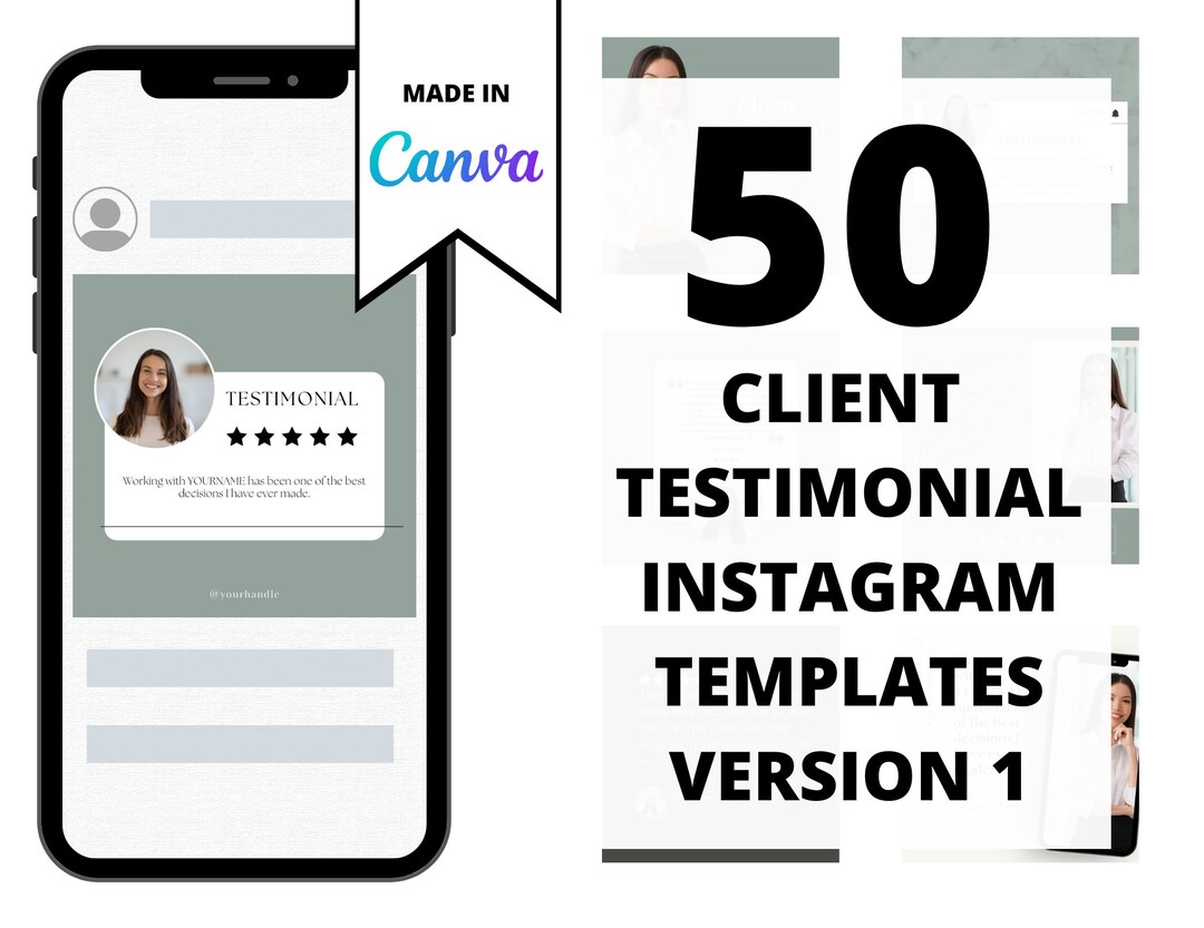 50 Client Testimonial Instagram Templates | Instagram Canva Templates ...
