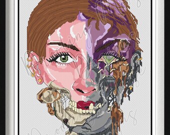 FIVE STAGES of DECAY Face Cross Stitch Crime Scene Investigators 8 Inch ...