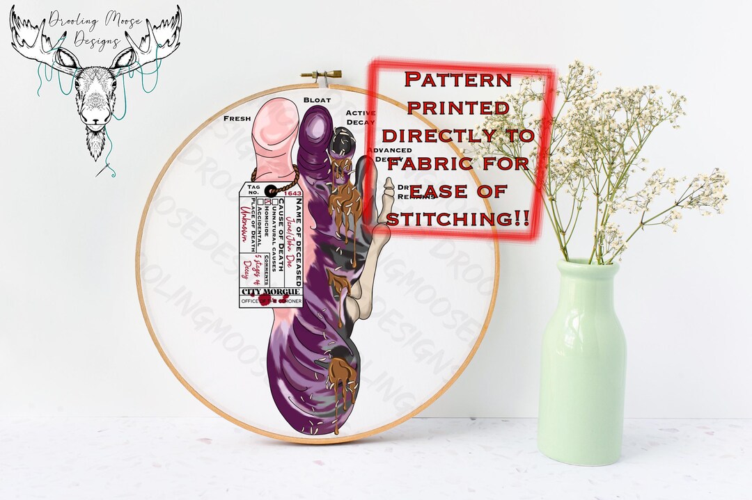 PRINTED | FIVE STAGES of Foot Decay, Hand Embroidery Template Pattern ...