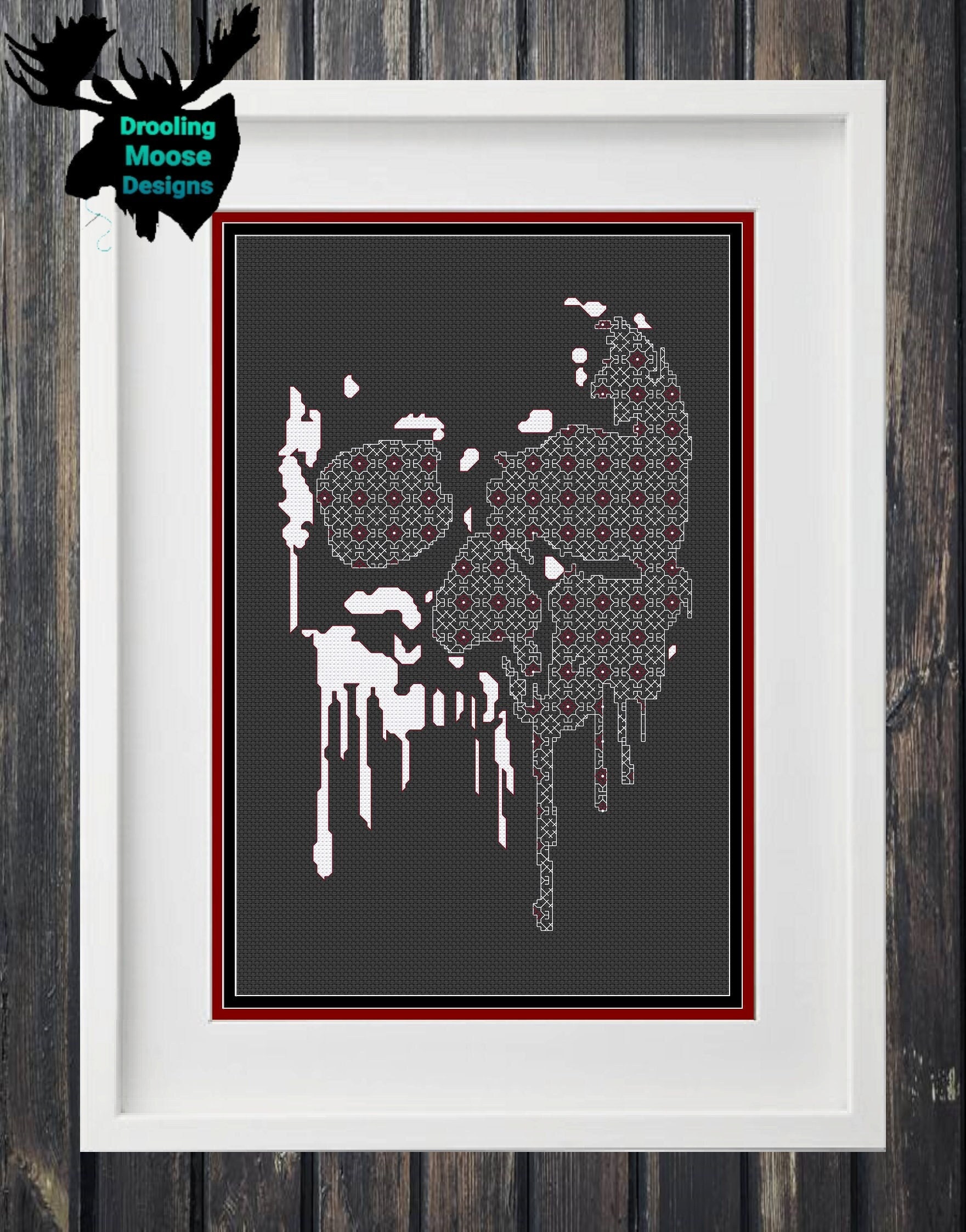 DRIPPING BLOOD SKULL - Blackwork & Cross Stitch Blend - Pdf Digital ...