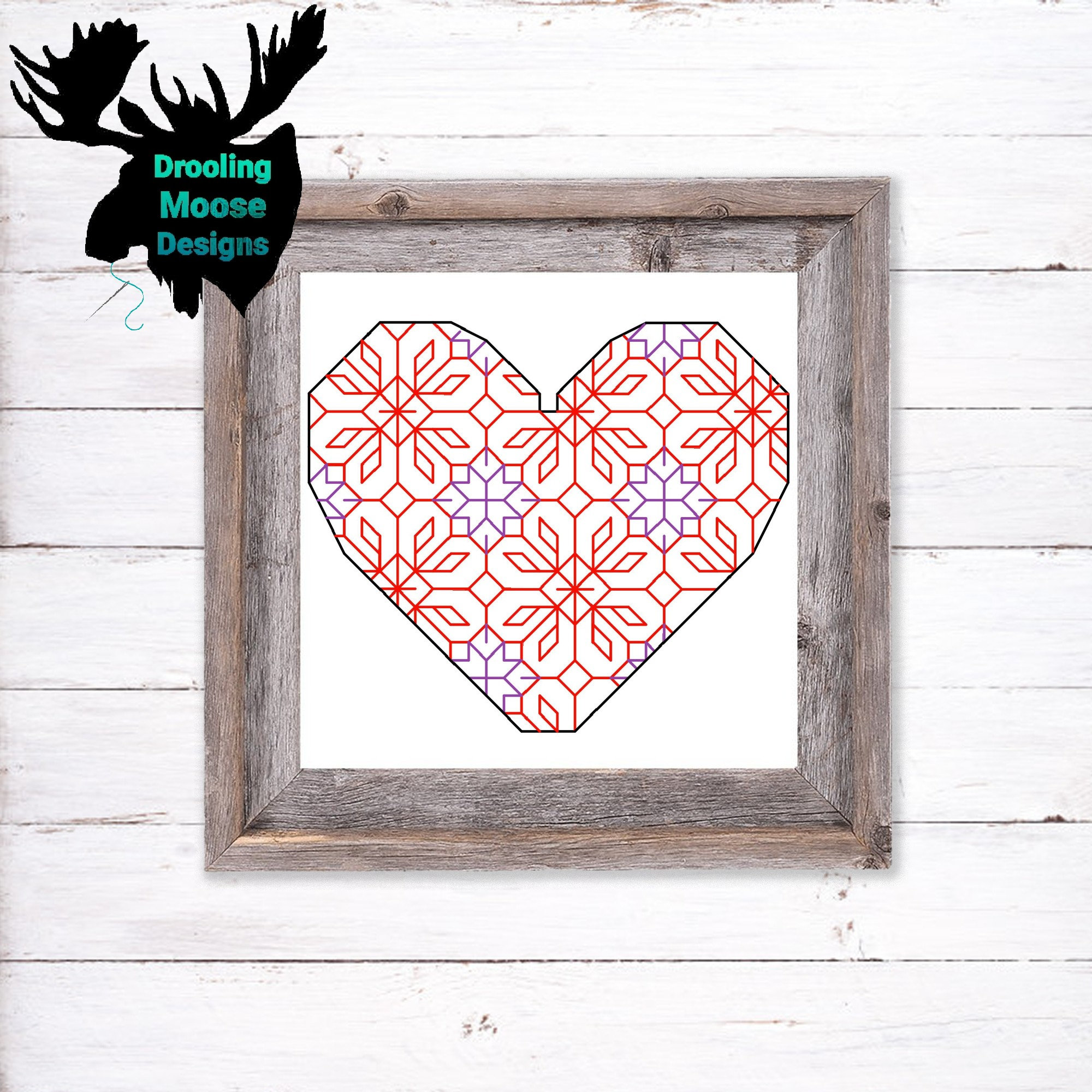 LOVE HEART - Blackwork - Pdf Digital Pattern - Valentine’s Day, Romance ...