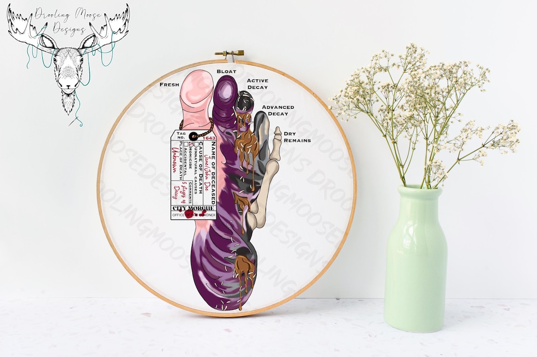 FIVE STAGES of DECAY Foot Embroidery 8x11 Inch | Pdf Digital Pattern ...