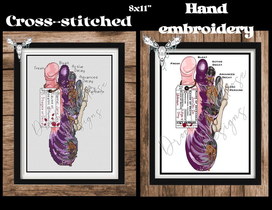 Double Pattern!! FIVE STAGES of DECAY Foot Embroidery & Cross Stitch | Pdf Digital Pattern ...