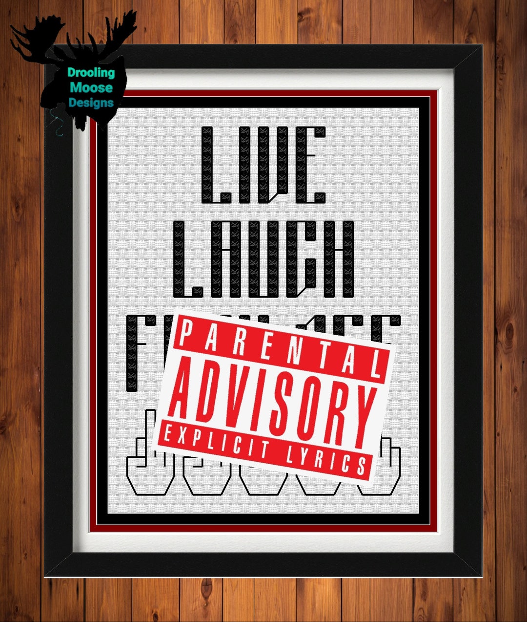 LIVE LAUGH F**K OFF - Blackwork & Cross Stitch Blend - Pdf Digital ...