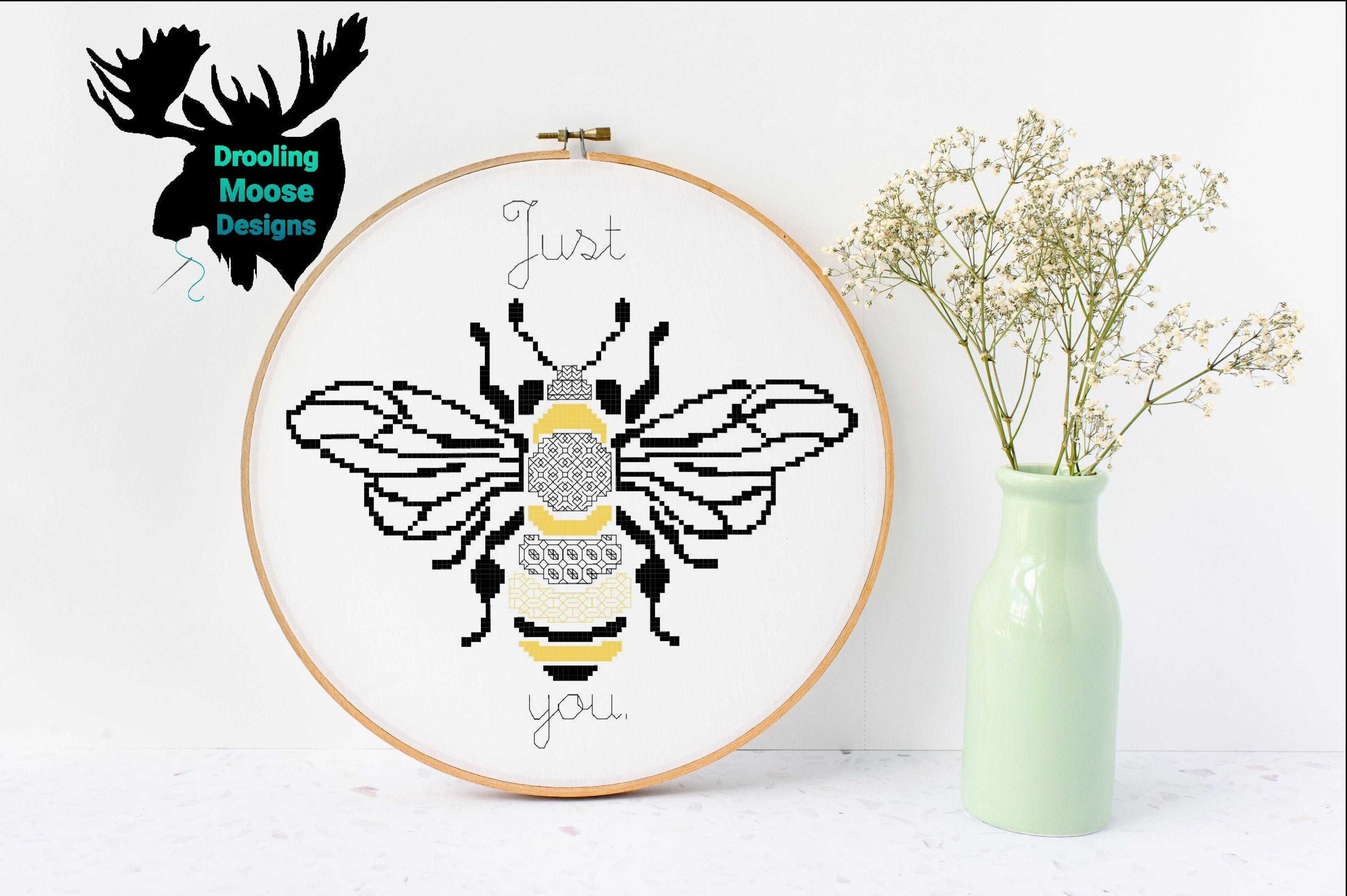 JUST BEE YOU - Blackwork & Cross Stitch Blend - Pdf Digital Pattern ...
