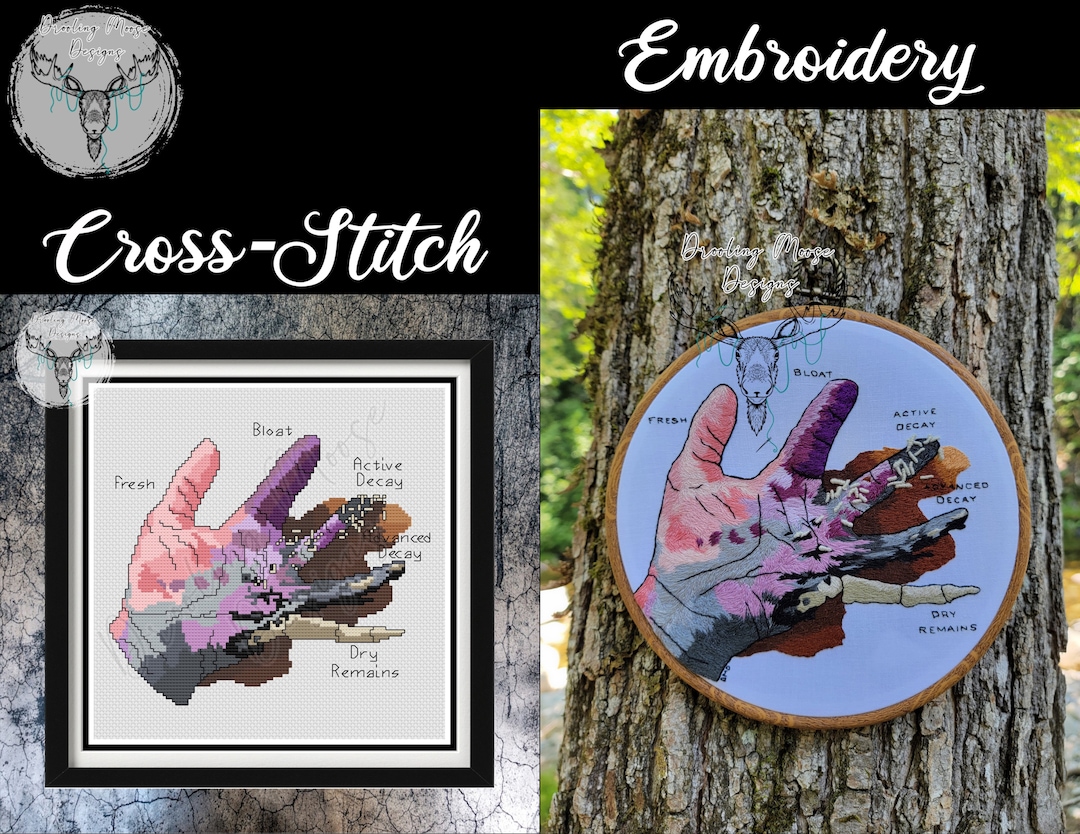 Double Pattern DECAYED HAND Embroidery & Cross Stitch Pdf Digital ...