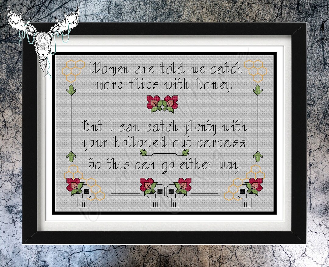 YOUR HOLLOWED CARCASS | Cross-stitch Pattern | Blackwork, Skulls, Death ...
