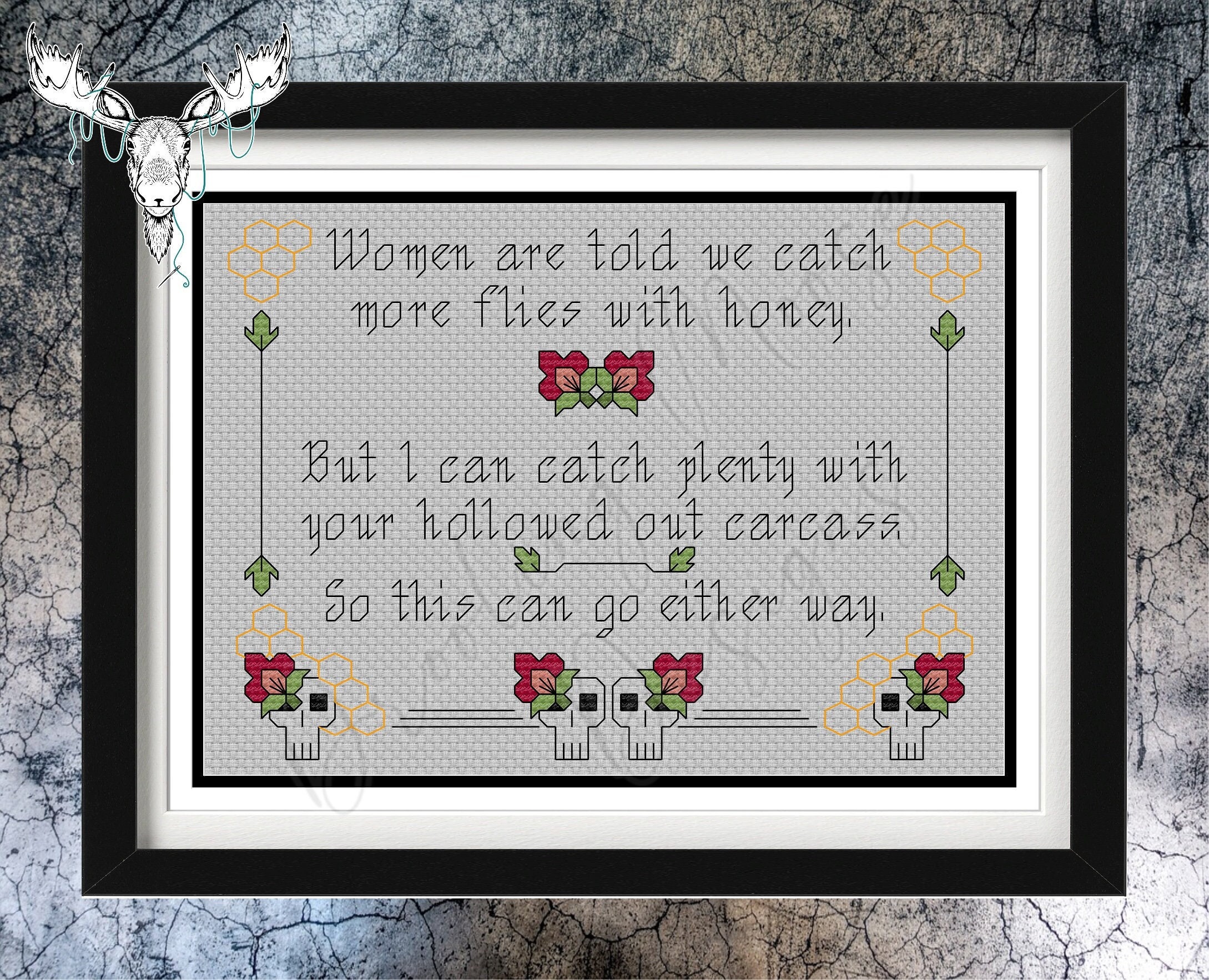 YOUR HOLLOWED CARCASS Cross-stitch Pattern Blackwork, Skulls, Death ...