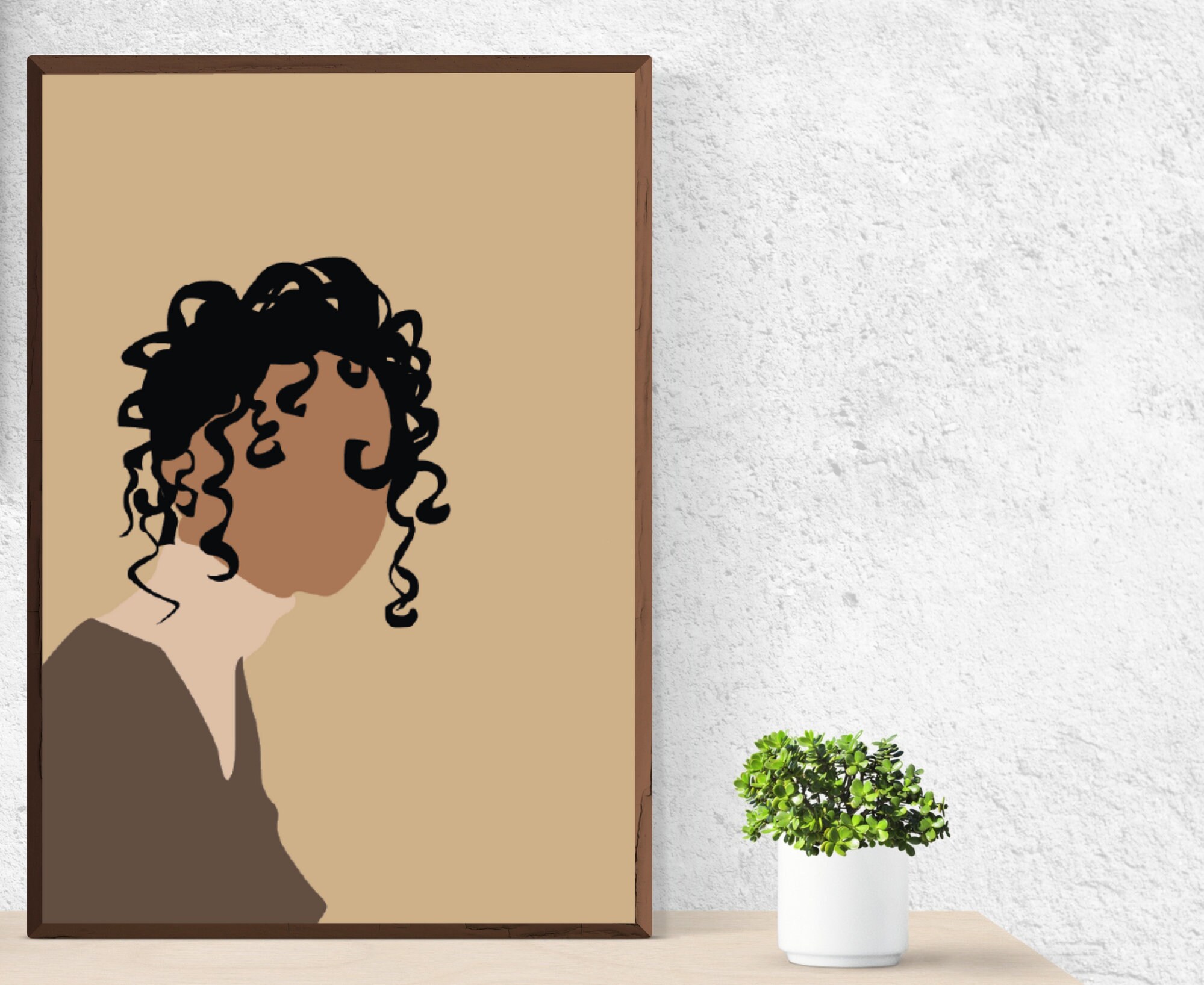 Woman With Curly Hair/art Print/minimalistic Art Print - Etsy