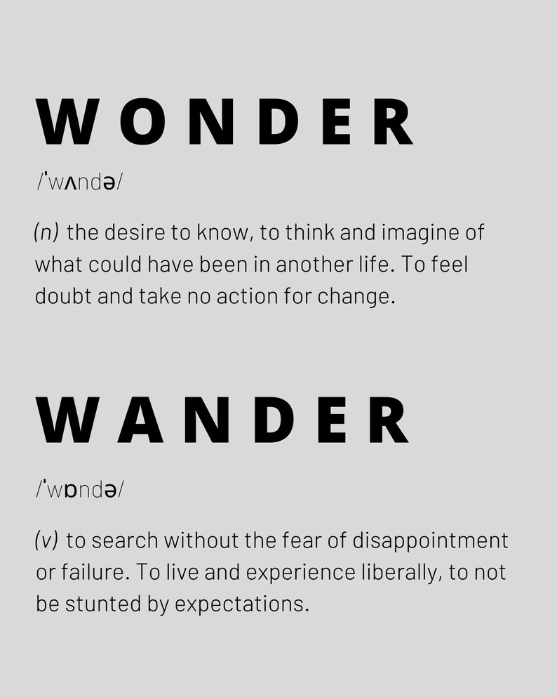 Wonder/wander Definition/mental Health Motivational Art Print - Etsy