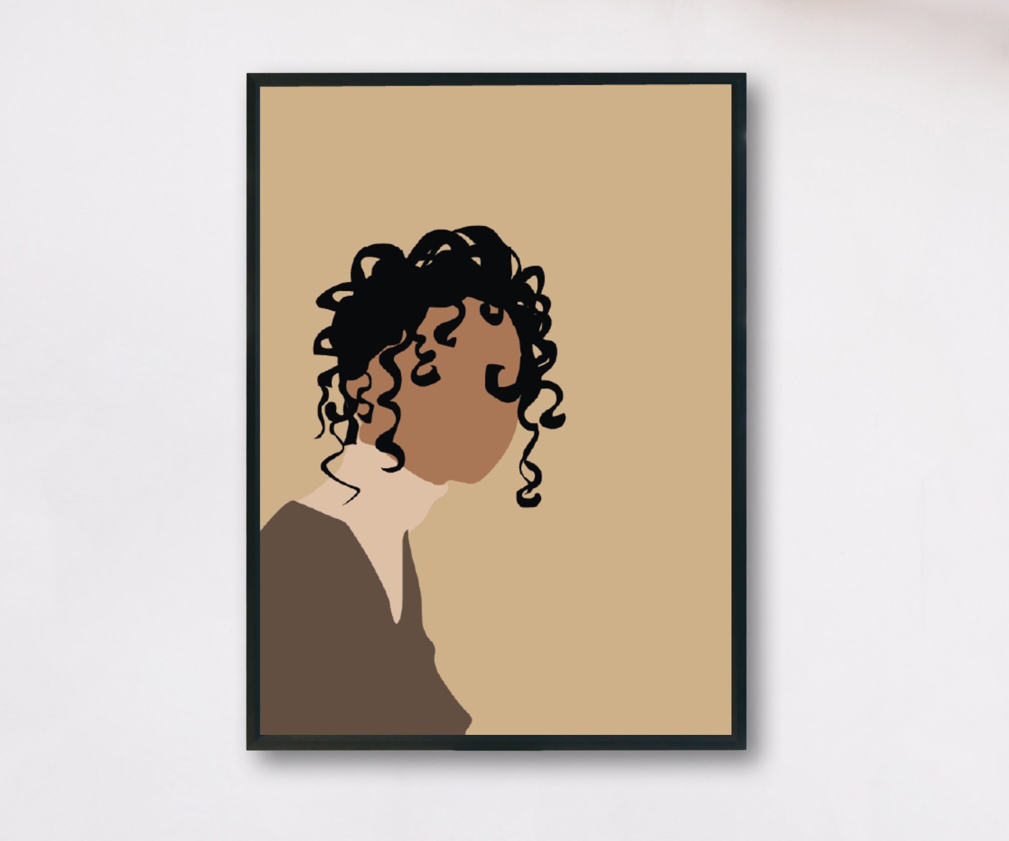 Woman With Curly Hair/art Print/minimalistic Art Print - Etsy