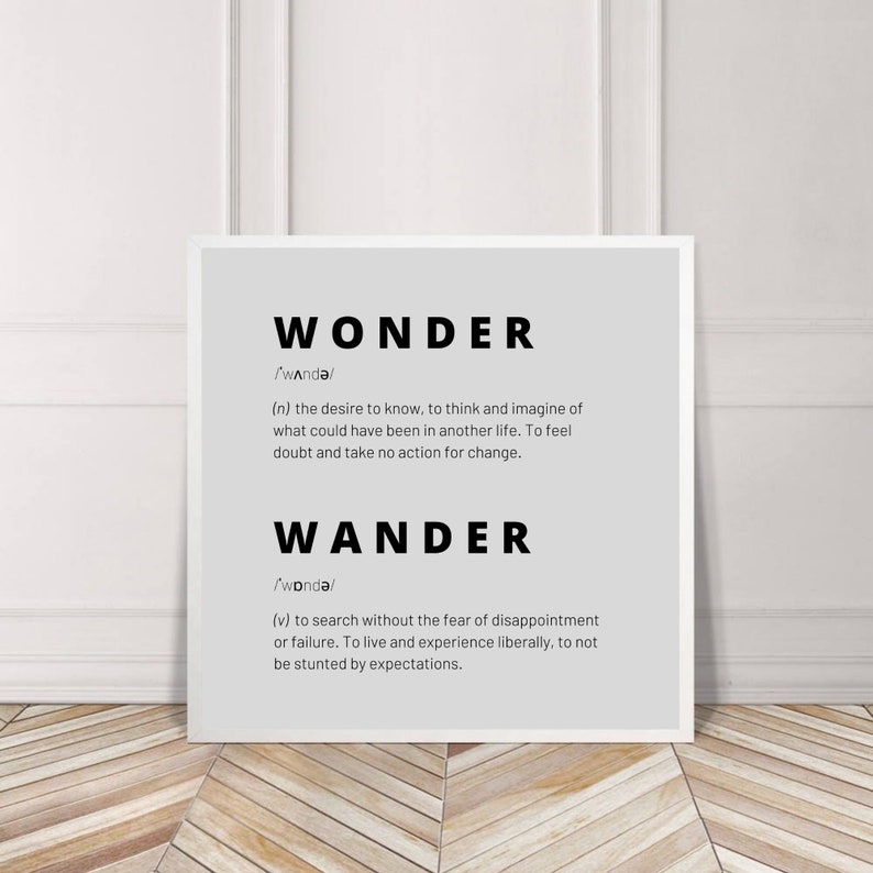 Wonder/wander Definition/mental Health Motivational Art Print - Etsy