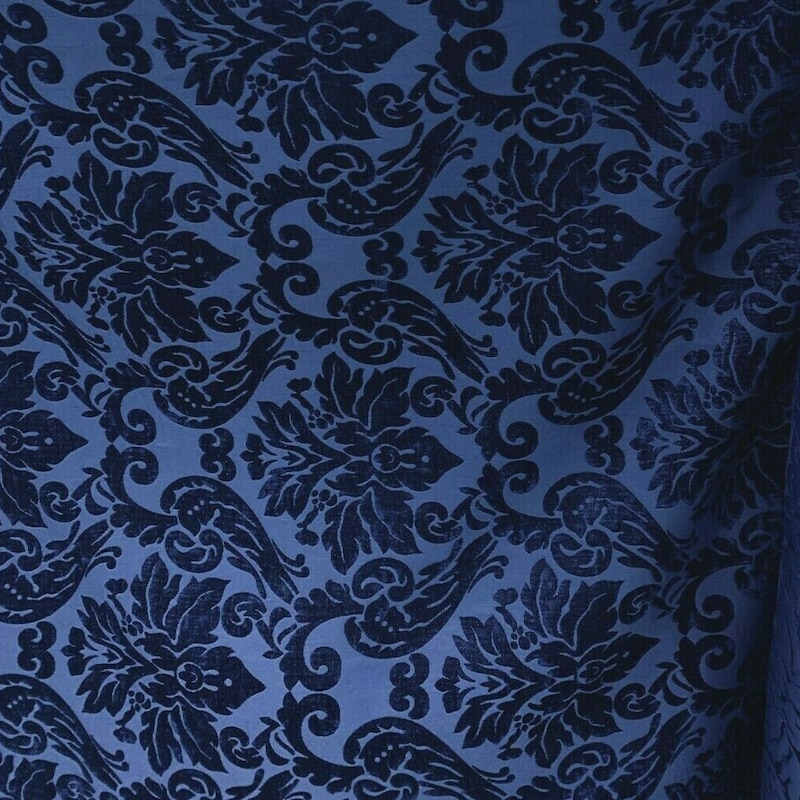 Blue Damask Fabric - Etsy