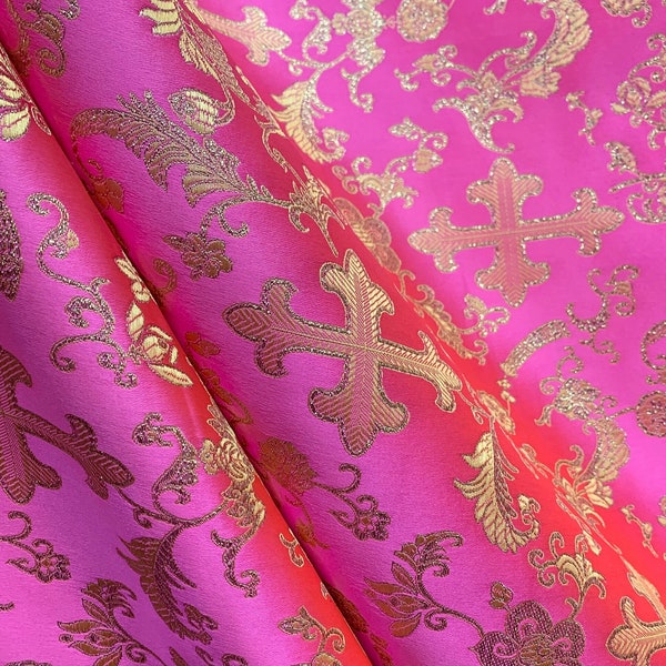 Gold Hot Pink Fabric - Etsy
