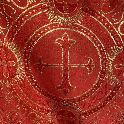 RED GOLD Metallic Liturgical Cross Brocade Fabric 55 In. - Etsy