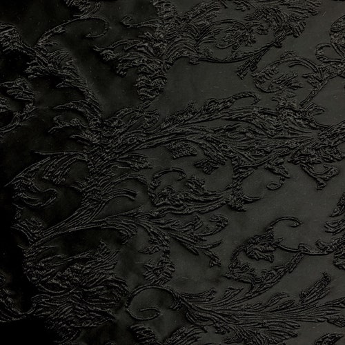 BLACK Floral Brocade Fabric 60 In. Sold by the Yard - Etsy