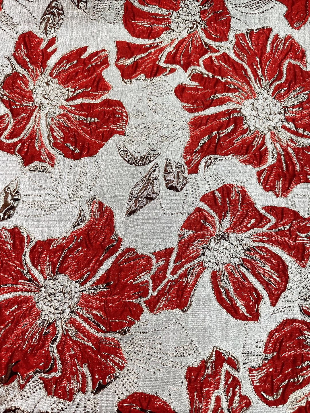 RED GOLD Floral Brocade Fabric (60 In.) Sold by the Yard - Etsy