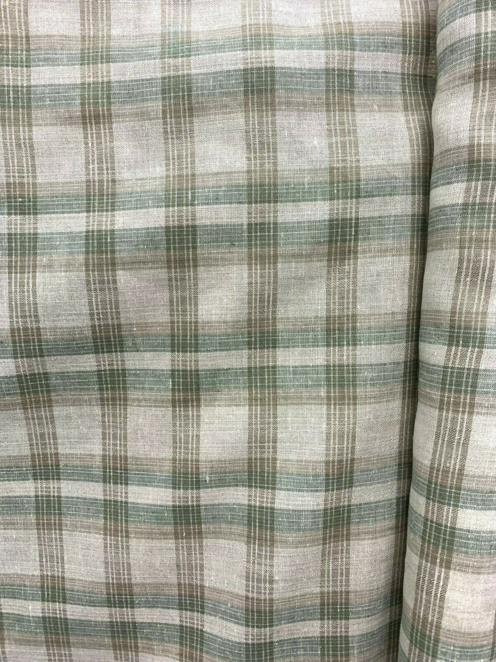 Natural Sage Green Plaid 100% Linen Fabric 60 In. 20 Yards | Etsy