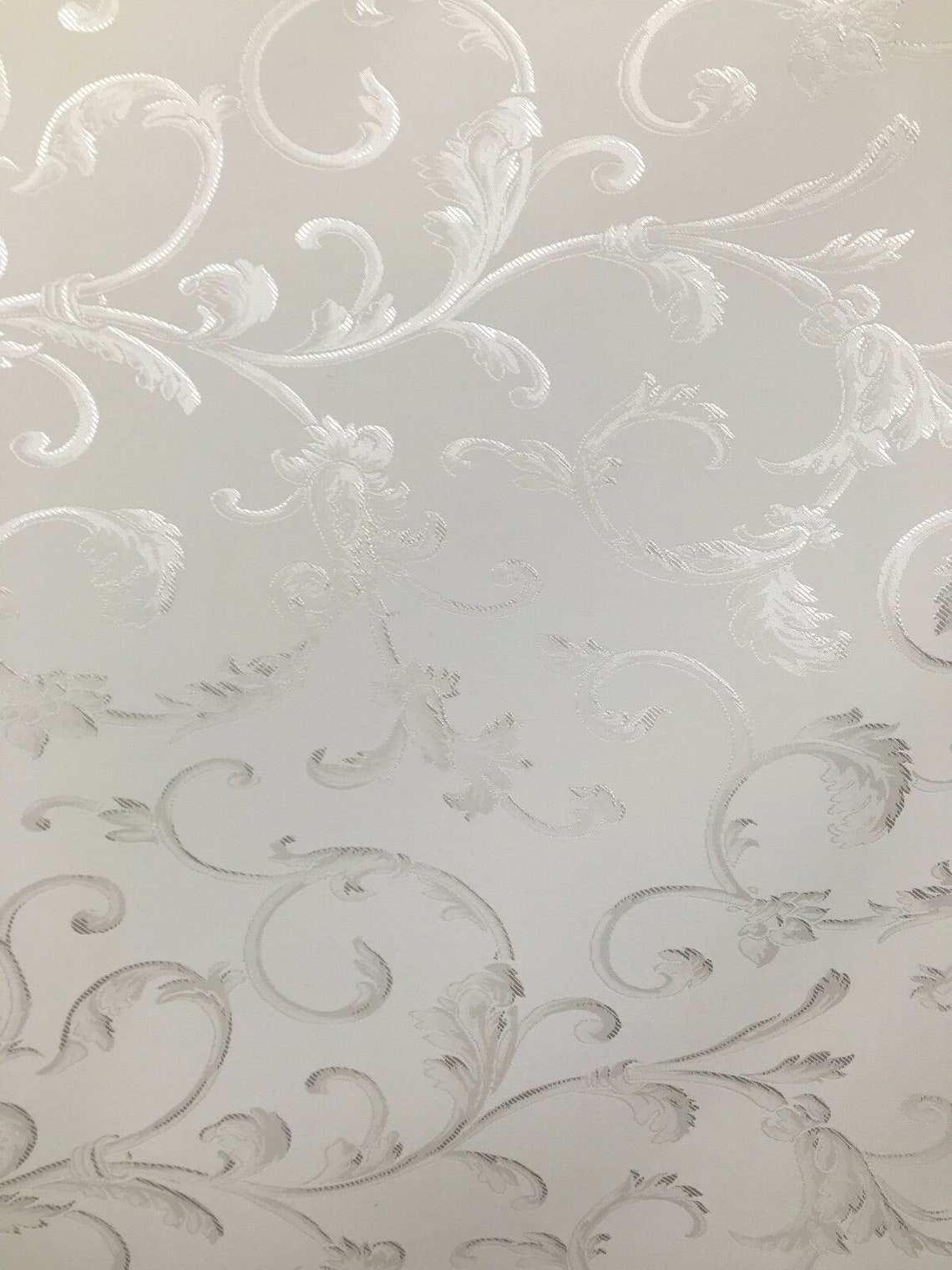 WHITE Brocade Flower Floral Upholstery Drapery Fabric (110 In.) Sold by ...