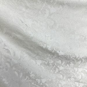 WHITE Damask Floral Upholstery Drapery Brocade Fabric (110 In.) Sold by ...