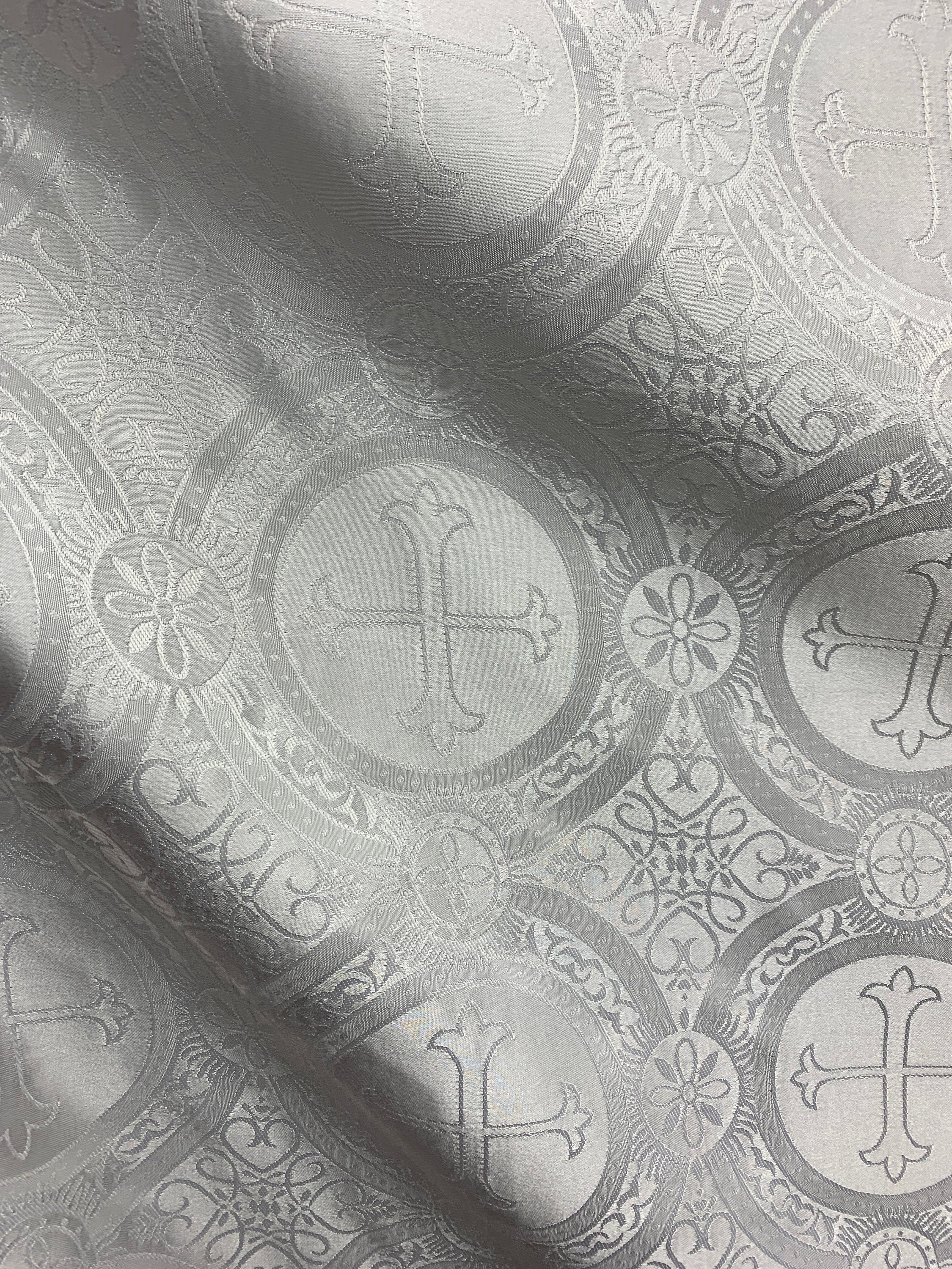 WHITE Liturgical Cross Brocade Fabric 55 In. Sold by the - Etsy