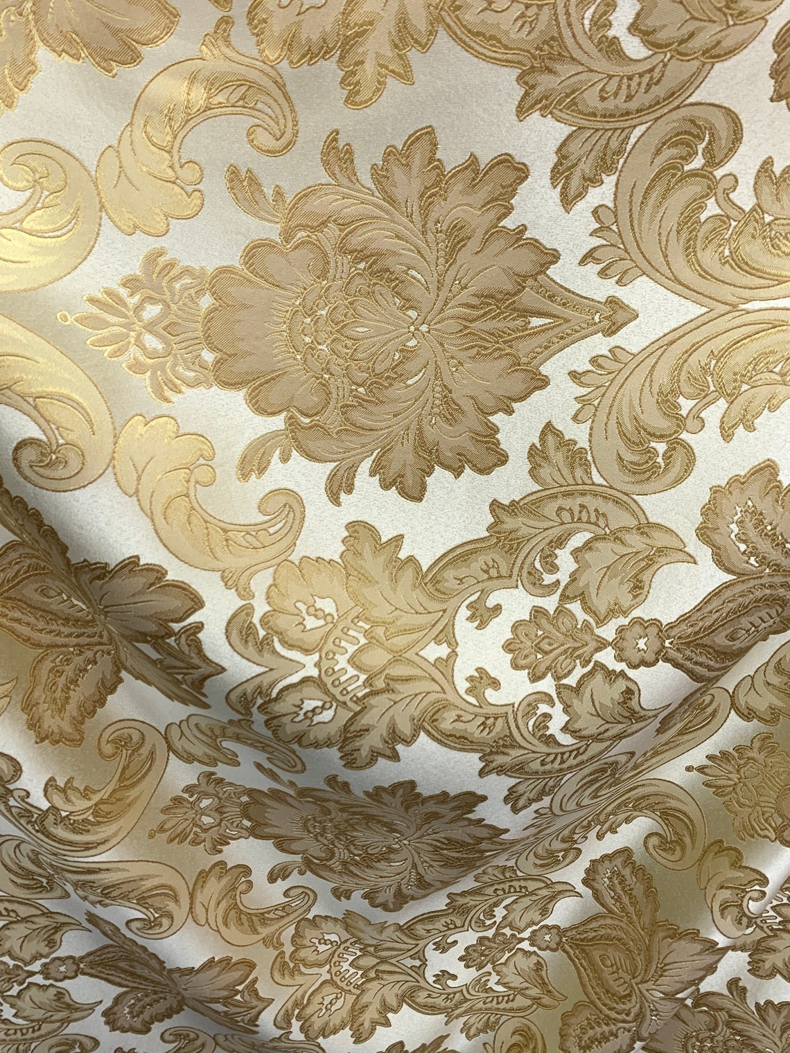 GOLD Damask Brocade Upholstery Drapery Fabric 110 In. Sold - Etsy