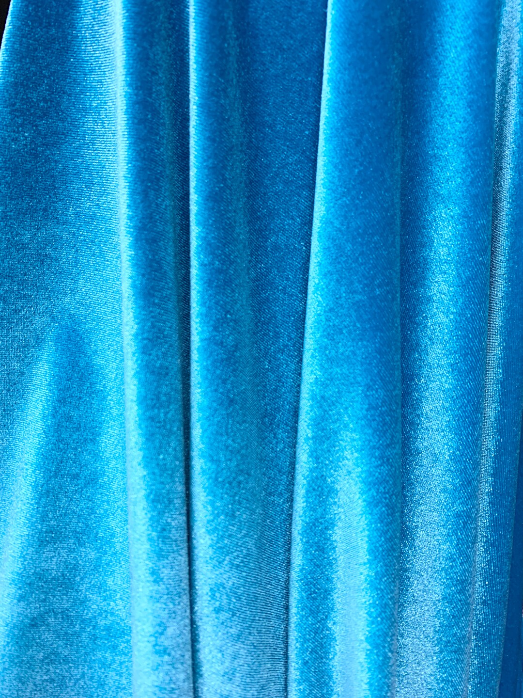 TURQUOISE BLUE Polyester Stretch Velvet Fabric (60 In.) Sold by the ...