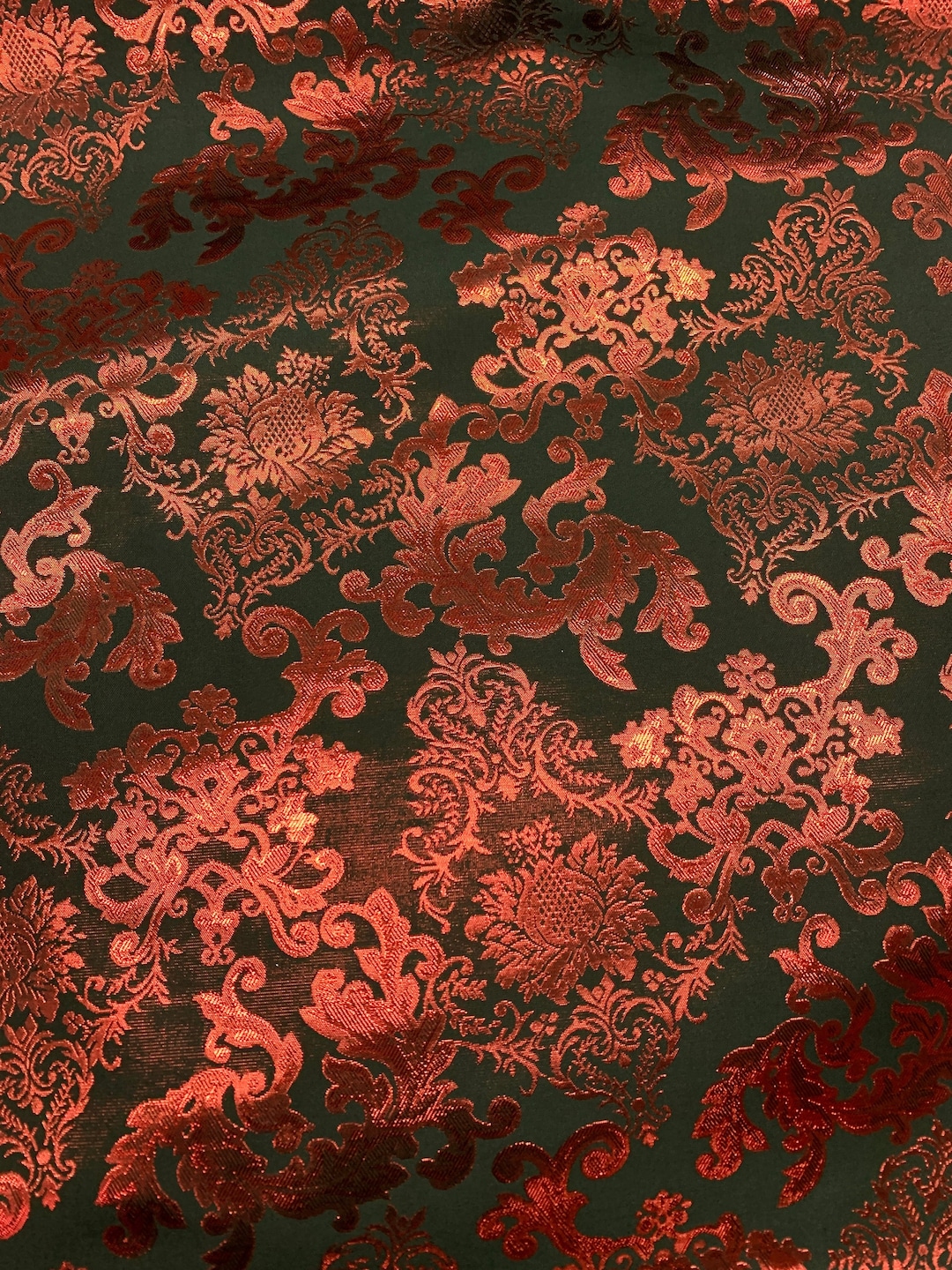 RED BLACK Damask Metallic Brocade Fabric (58 In.) Sold by the Yard - Etsy