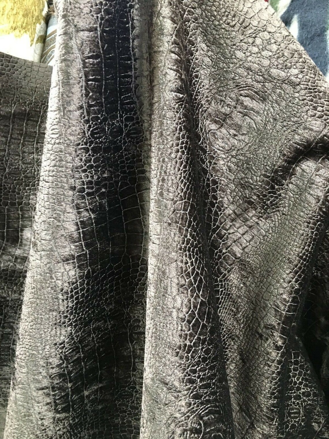 DARK BROWN Alligator Crocodile Embossed Chenille Velvet Fabric - Etsy ...