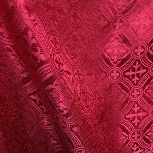 RED Liturgical Cross Brocade Fabric 60 In. Sold by the Yard - Etsy