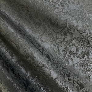 BLACK Damask Floral Upholstery Drapery Brocade Fabric (110 In.) Sold by ...