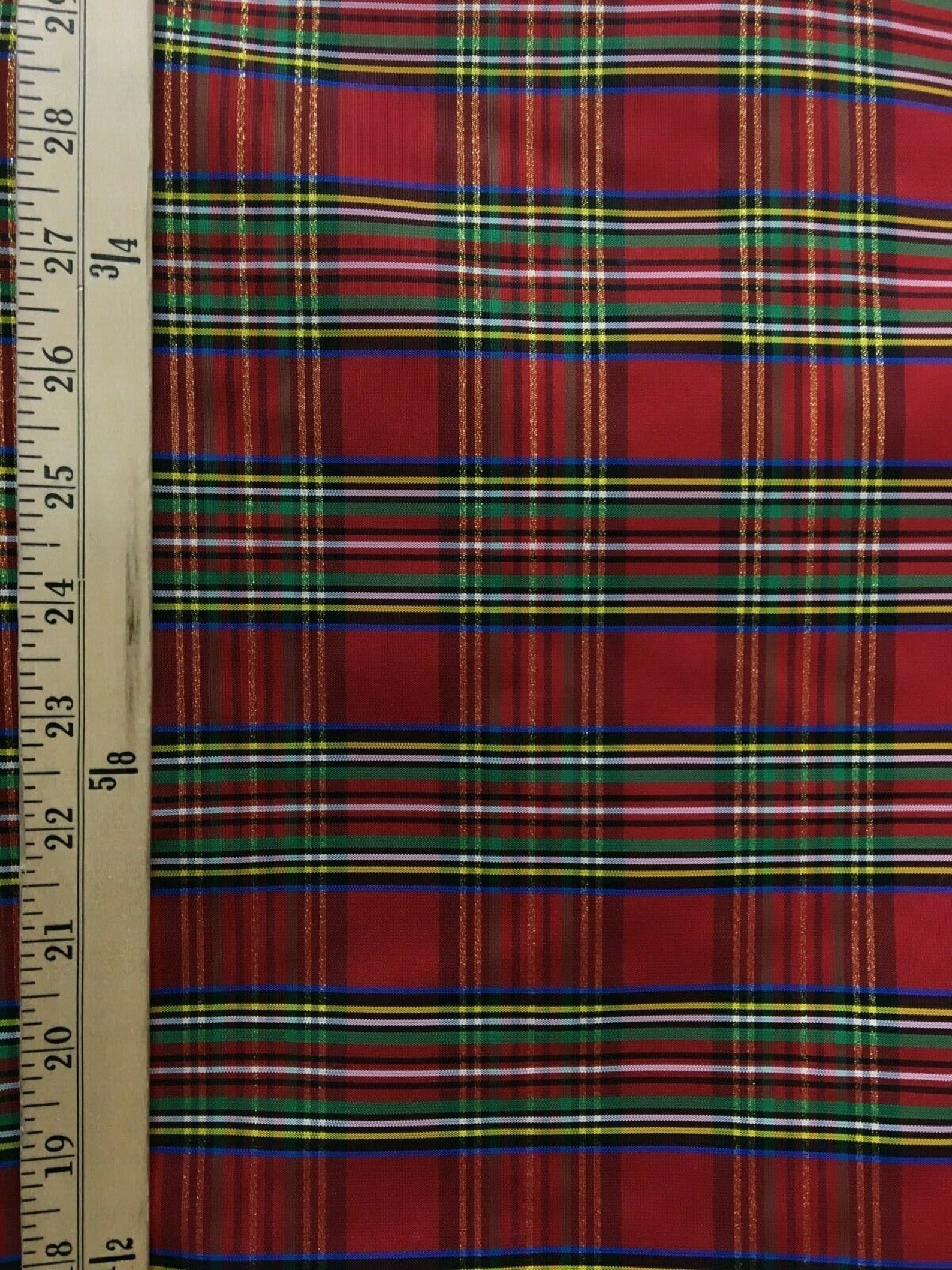Red Multicolor Metallic Plaid Taffeta Fabric 60 In. Sold by - Etsy