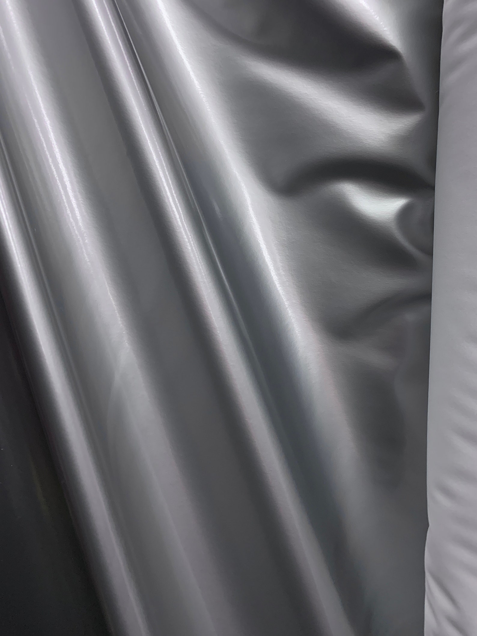 SILVER GRAY Shiny Glossy PVC Pleather Stretch Fabric (58 In.) Sold by ...