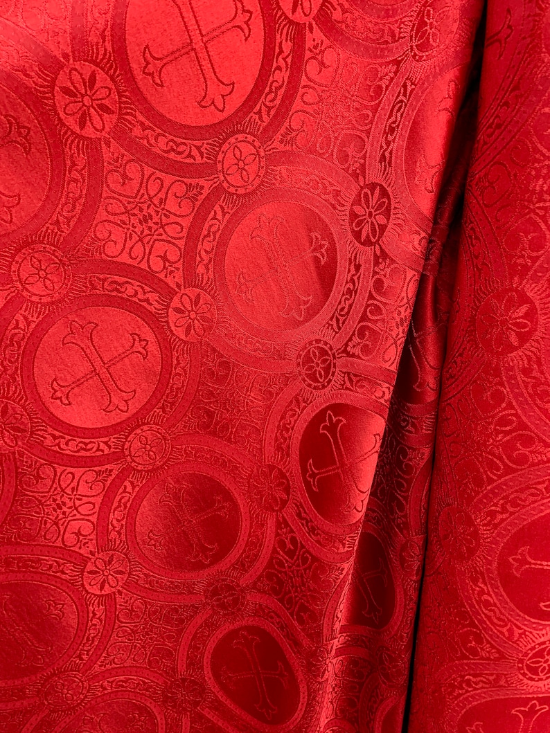 RED Liturgical Cross Brocade Fabric 55 In. Sold by the Yard - Etsy