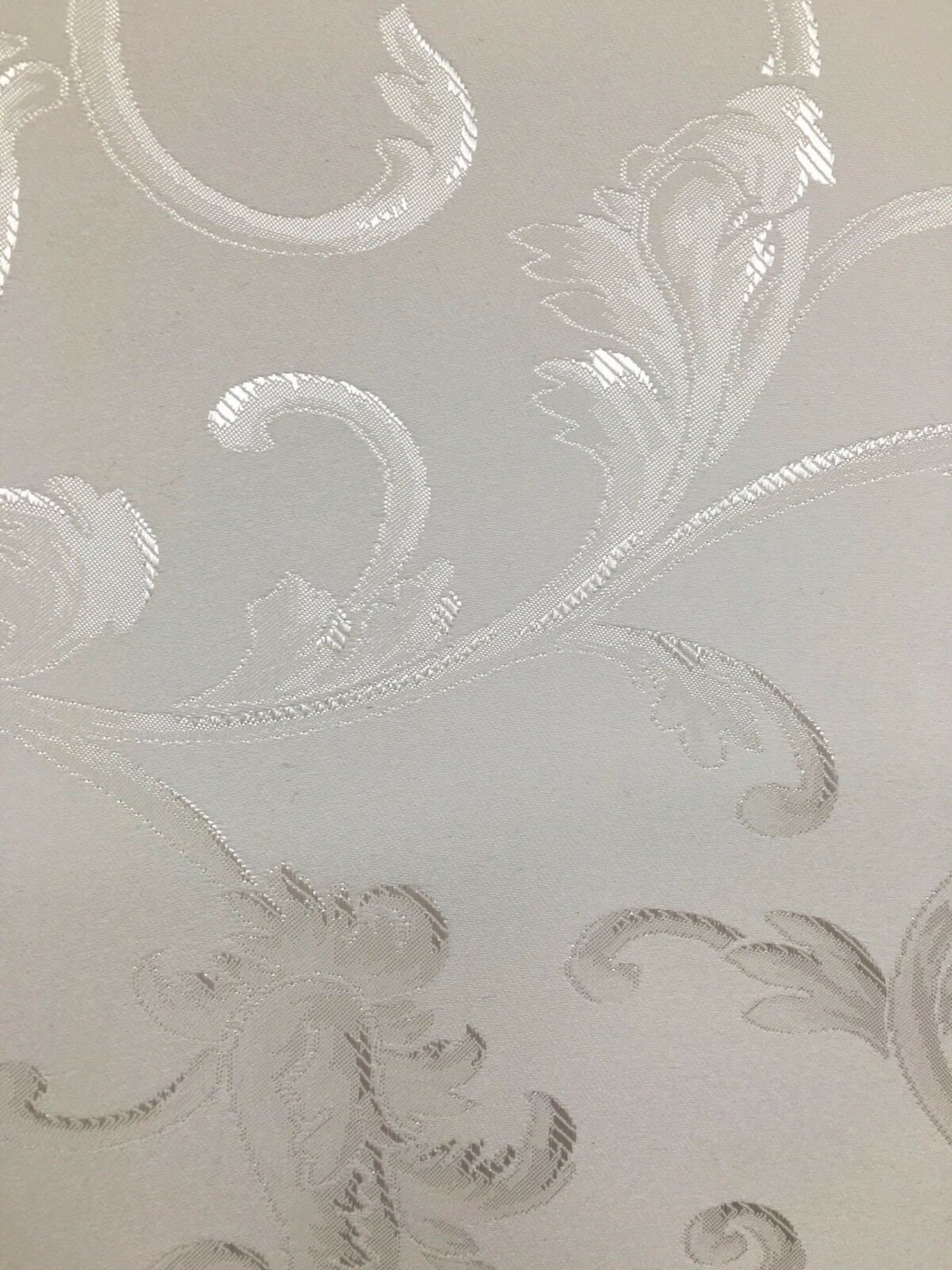 WHITE Brocade Flower Floral Upholstery Drapery Fabric (110 In.) Sold by ...