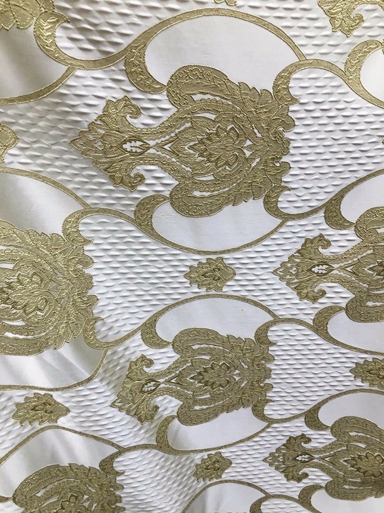 GOLD IVORY Damask Brocade Upholstery Drapery Fabric 54 In. - Etsy