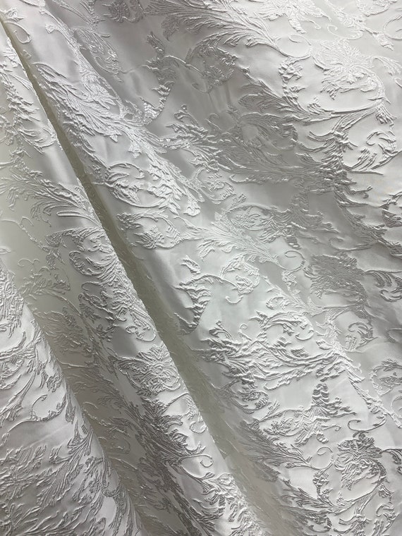 WHITE Floral Brocade Fabric 60 In. Sold by the Yard - Etsy