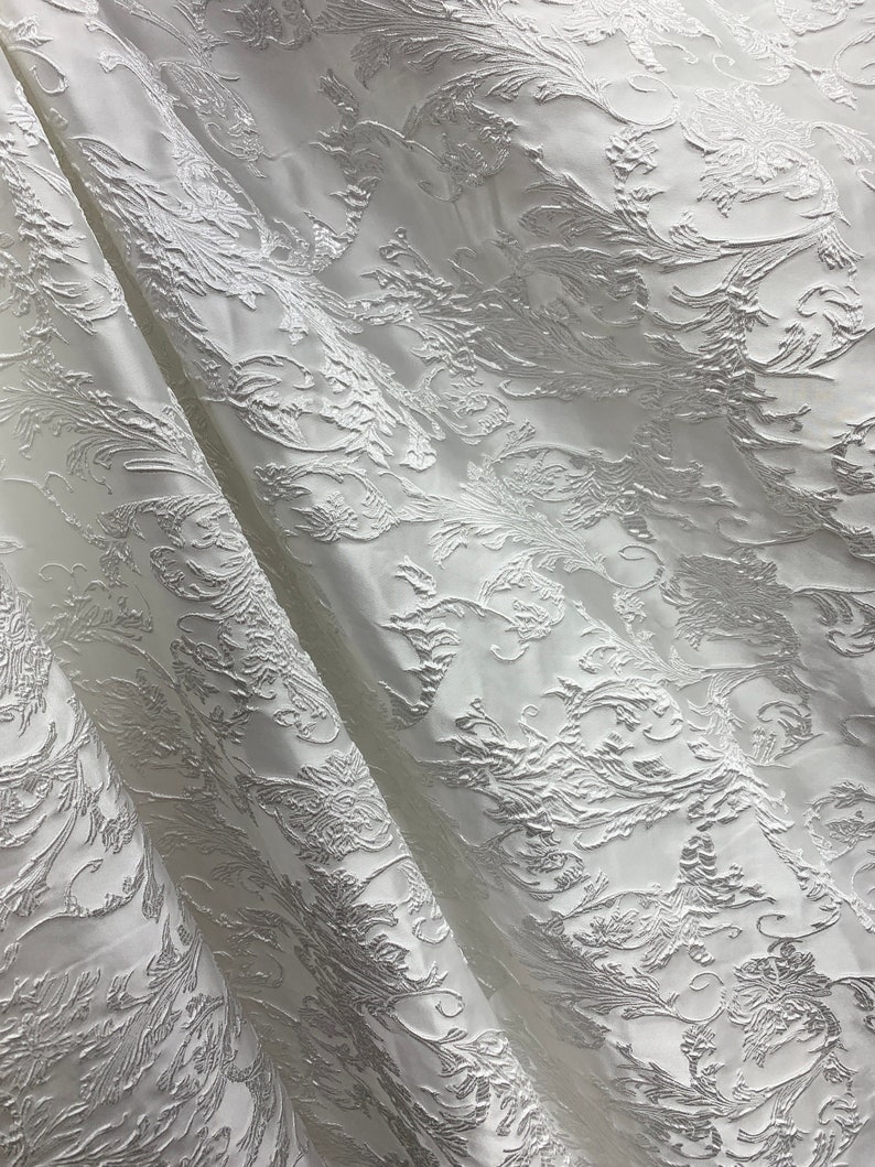 WHITE Floral Brocade Fabric (60 In.) Sold by the Yard - Etsy