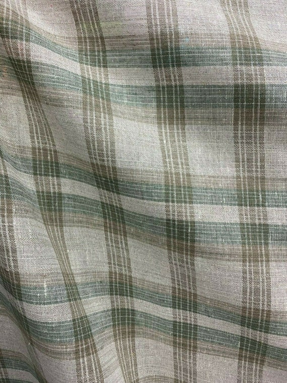 Natural Sage Green Plaid 100% Linen Fabric 60 In. 20 Yards | Etsy